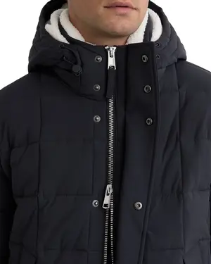 REISS Long Sleeve Borg Lined Quilted Puffer Jacket - Navy