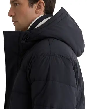 REISS Long Sleeve Borg Lined Quilted Puffer Jacket - Navy