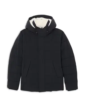 REISS Long Sleeve Borg Lined Quilted Puffer Jacket - Navy