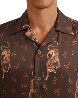 REISS Empire Short Sleeve Printed Cuban Shirt