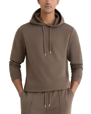 REISS Fabien Interlock Hoodie - Light Brown