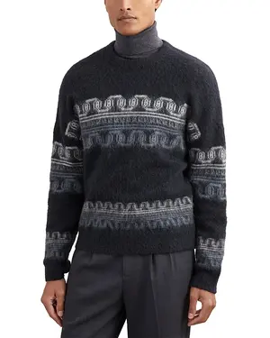REISS Lennox Fair Isle Wool-alpaca Blend Jumper - Navy