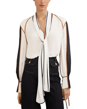 REISS Lulu Tipped Blouse