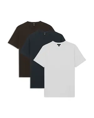 REISS Bless Crewneck Tee, Pack Of 3 - White/navy/coco Brown