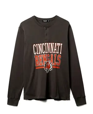 Junk Food Clothing Nfl Cincinnati Bengals Long Sleeve Henley - Vintage Black