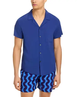 YUASA MENSWEAR Solid Resort Shirt - Ocean Cavern