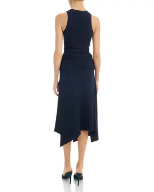 Victoria Beckham Twist Detail Midi Skirt - Navy