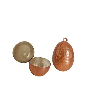 COPPERMILL KITCHEN Cmk Etched Bird & Floral Egg Ornaments Set Of 2 - Copper