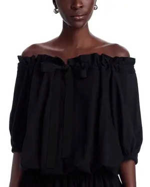 PATOU Off-the-shoulder Mini Dress With Bow Detail - Black