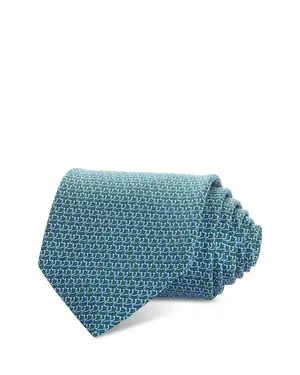FERRAGAMO Silk Classic Gancini Link Tie - F.verde