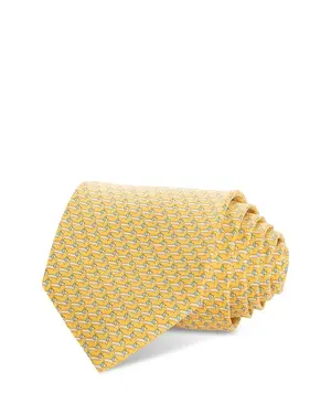 FERRAGAMO Silk Printed Neck Tie F.giallo