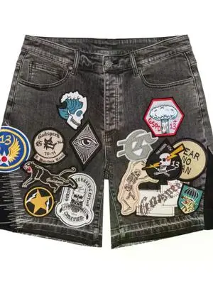 GODSPEED V2 Patchwork Denim Shorts - Grey