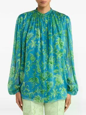 Etro Gathering Floral Top - Blue