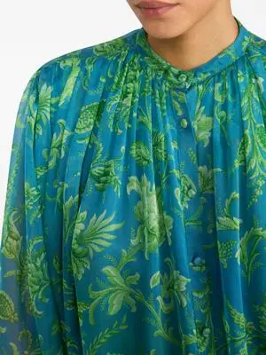 Etro Gathering Floral Top - Blue