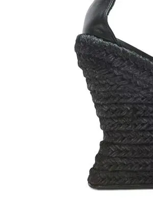 Balmain Anthem Wedge Lambskin Espadrilles With Buckle - Black
