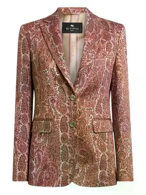 Etro Single-Breasted Jacquard Blazer Red