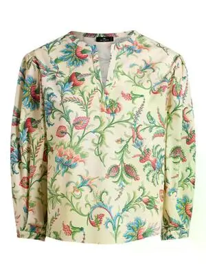 Etro Floral-motif V-neck Top - Neutrals