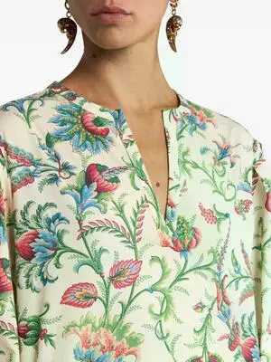 Etro Floral-motif V-neck Top - Neutrals