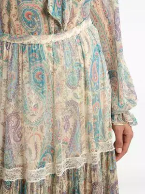 Etro Paisley Print Maxi Skirt With Lace Trim - Neutrals
