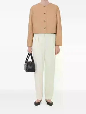 Loulou De Saison Leather Cropped Jacket - Neutrals