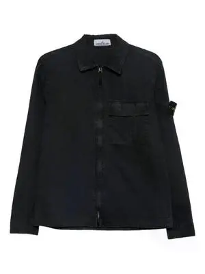 Stone Island Shirt Jacket With Zip Pocket - Blue
