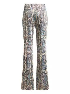 Etro Flared Jacquard Paisley Trousers - Neutrals