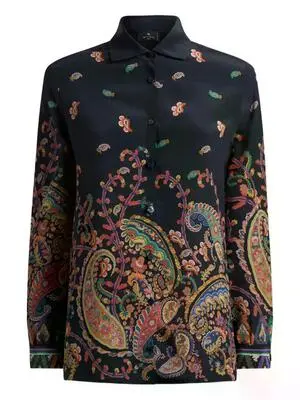 Etro Paisley Print Silk Crepe De Chine Shirt - Blue