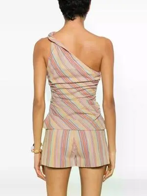 Faithfull The Brand Striped One-shoulder Blouse - Neutrals