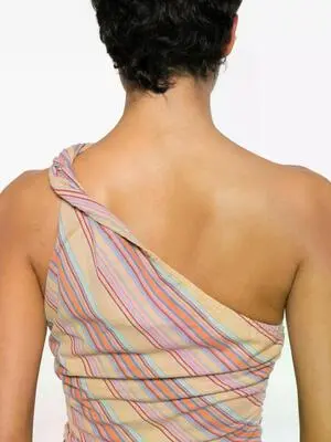 Faithfull The Brand Striped One-shoulder Blouse - Neutrals