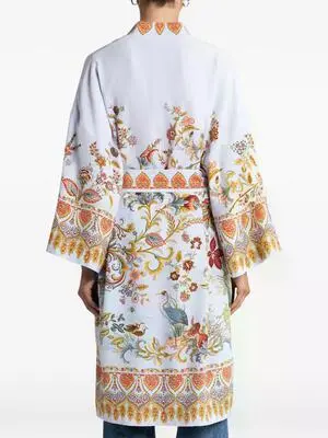 Etro Flora Fauna-print Silk Robe - White