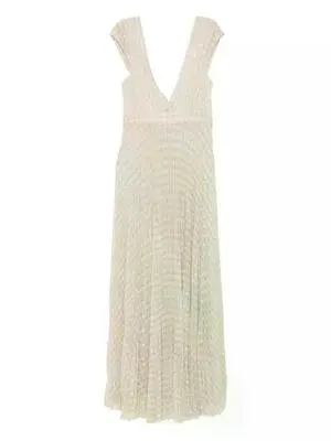 FORTE_FORTE V-neck Pleated Midi Dress