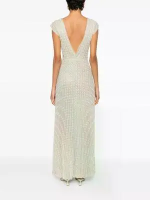FORTE_FORTE V-neck Pleated Midi Dress