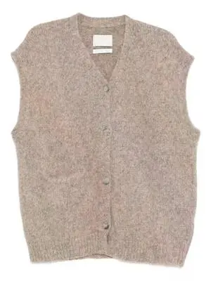 LAUREN MANOOGIAN V-neck Sleeveless Vest - Neutrals