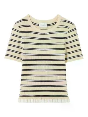 Claudie Pierlot Striped Ruffled-hem T-shirt