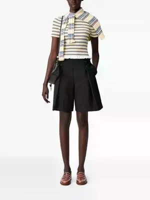 Claudie Pierlot Striped Ruffled-hem T-shirt