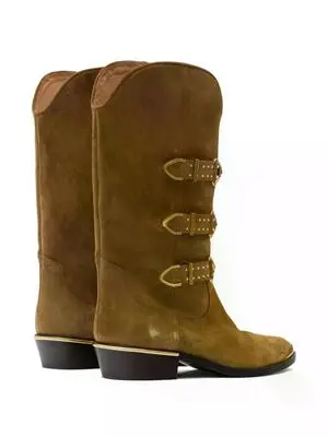 Isabel Marant Étoile Mexia Buckle Studded Boots - Brown