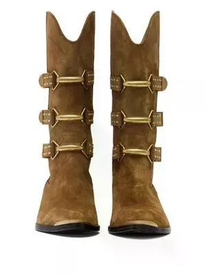 Isabel Marant Étoile Mexia Buckle Studded Boots - Brown