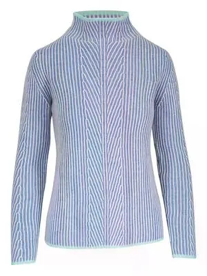 Kinross Cashmere Striped Mock Neck Sweater