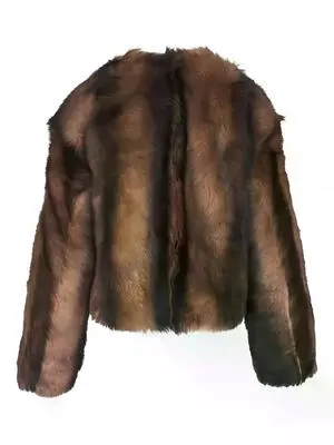 NILI LOTAN Long-sleeve Fur Jacket - Brown