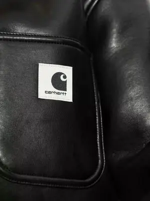 Carhartt Work In Progress Shepton Og Michigan Shearling-collar Coat - Black