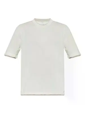 Eleventy Ribbed-trim T-shirt - Neutrals