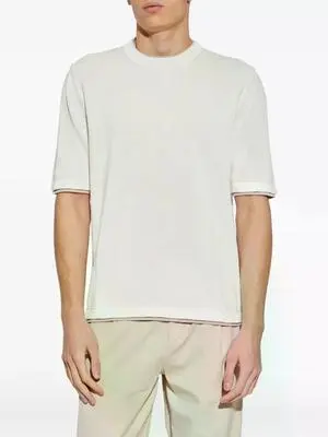 Eleventy Ribbed-trim T-shirt - Neutrals