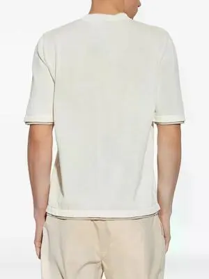 Eleventy Ribbed-trim T-shirt - Neutrals
