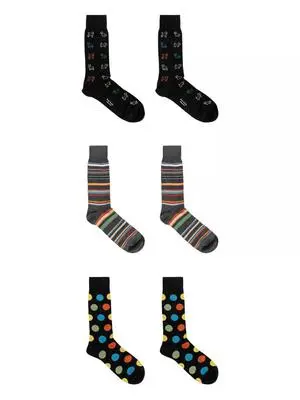 Paul Smith Patterned Crew Socks - Black