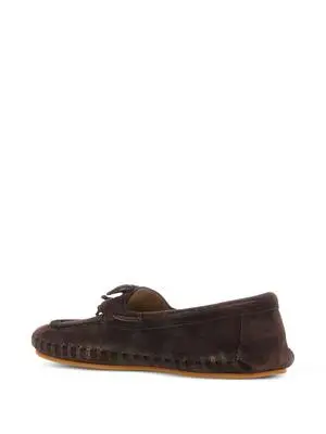 Le Monde Beryl Bow-tie Detail Stitched Loafers - Brown