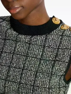 Balmain Side-button Tweed Top