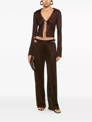 Oseree Tie-detail Bell-sleeve Top