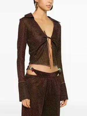Oseree Tie-detail Bell-sleeve Top