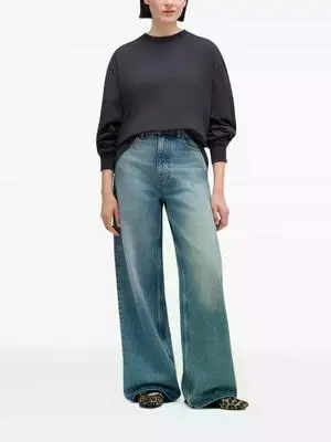 GANNI High-rise Wide-leg Faded Denim Jeans
