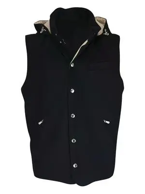 Brunello Cucinelli Hooded Button Vest - Black